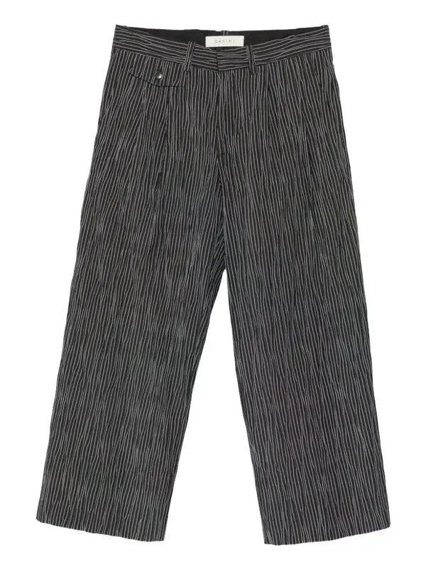 QASIMI Striped Pleated Trousers - Black