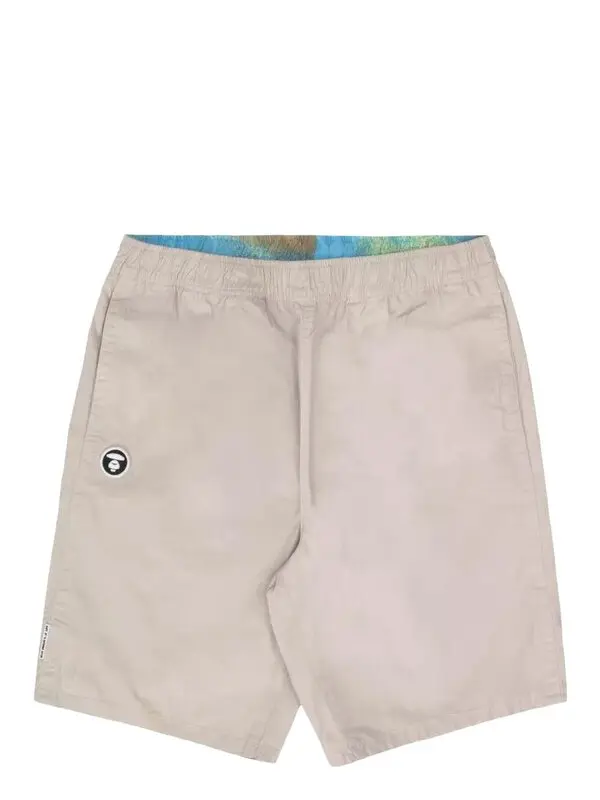 AAPE BY *A BATHING APE Moonface Embroidered Reversible Shorts - Neutrals