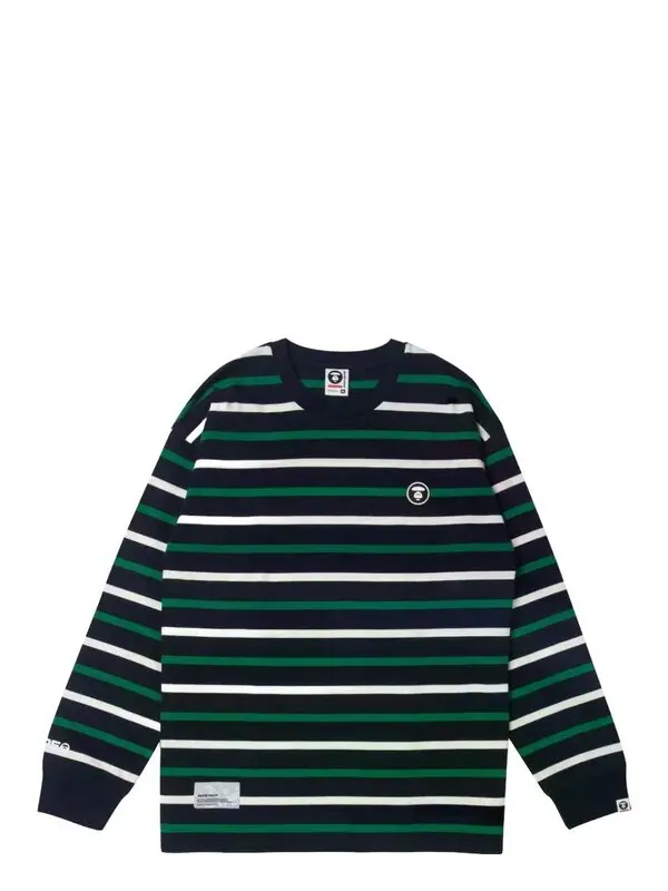 AAPE BY *A BATHING APE Patch Striped Long-sleeve T-shirt - Blue