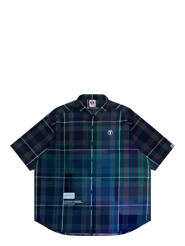 AAPE BY *A BATHING APE Moonface-patch Check Shirt - Blue