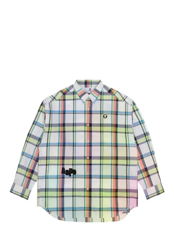 AAPE BY *A BATHING APE Plaid Embroidered Shirt - White