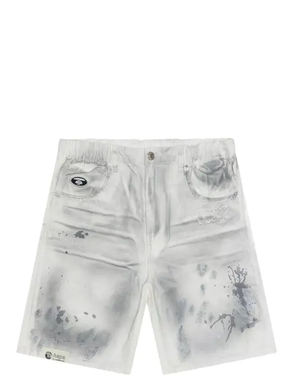 AAPE BY *A BATHING APE Faded Denim Shorts - White