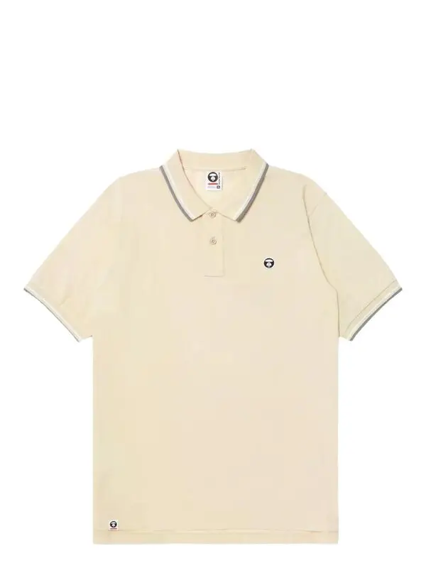 AAPE BY *A BATHING APE Embroidered Striped Cotton Polo Shirt - Neutrals
