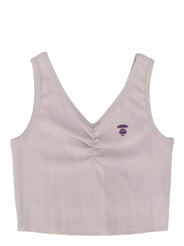 AAPE BY *A BATHING APE Moonface Embroidered Crop Top - Neutrals