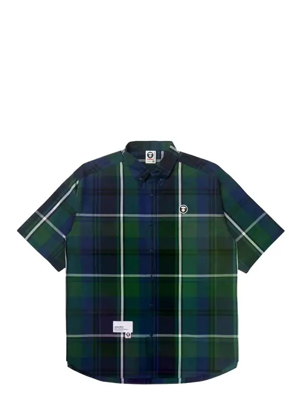 AAPE BY *A BATHING APE Moonface-patch Plaid Shirt - Blue