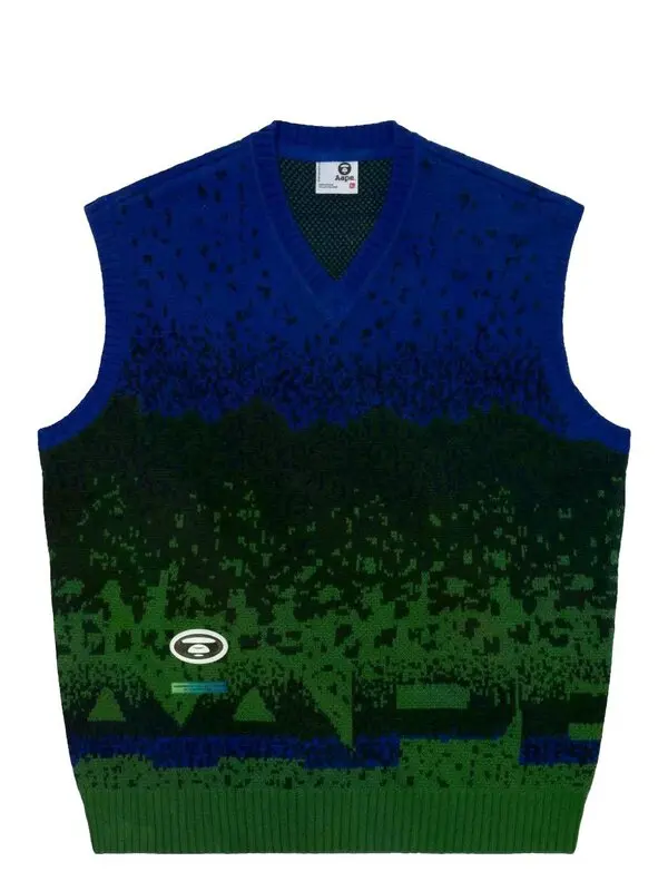AAPE BY *A BATHING APE Intarsia-knit Vest - Blue