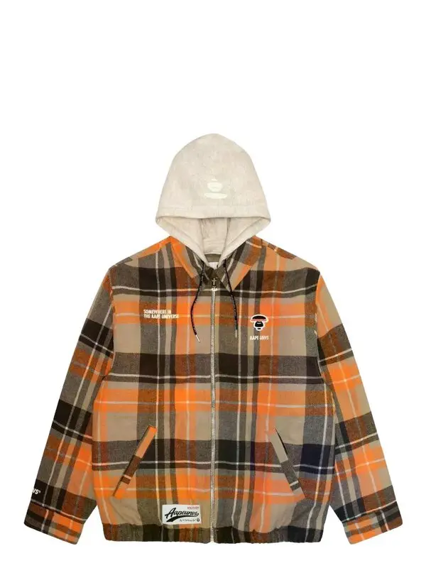 AAPE BY *A BATHING APE Plaid Jacket With Logo Patch - Orange