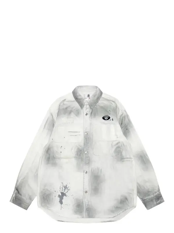 AAPE BY *A BATHING APE Moonface Splatter Embroidered Shirt - White