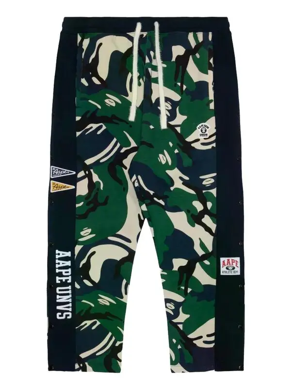AAPE BY *A BATHING APE Moonface-patch Camouflage Track Pants - Green