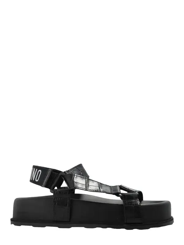 Moschino Crocodile-embossed Flatform Sandals - Black