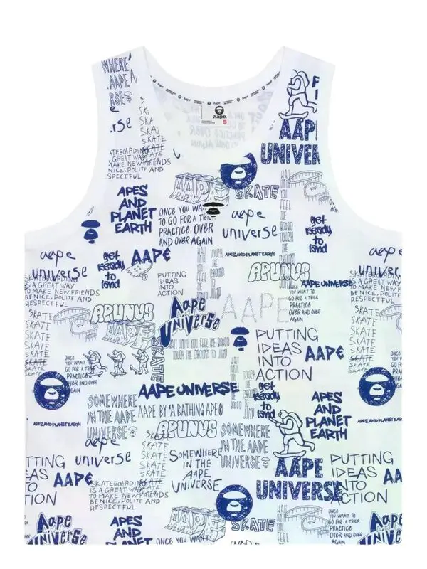 AAPE BY *A BATHING APE Graphic Tank Top - White