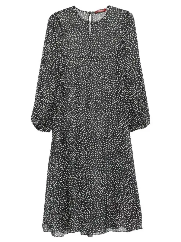 Max Mara Polka-dot Belted Dress - Black