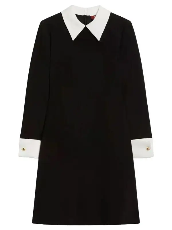 Max Mara Bravo Contrasting-collar And Cuffs Dress - Black