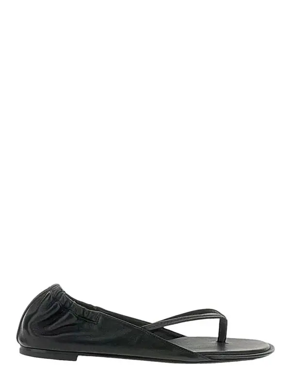 Jacquemus Leather Flat Sandals - Black