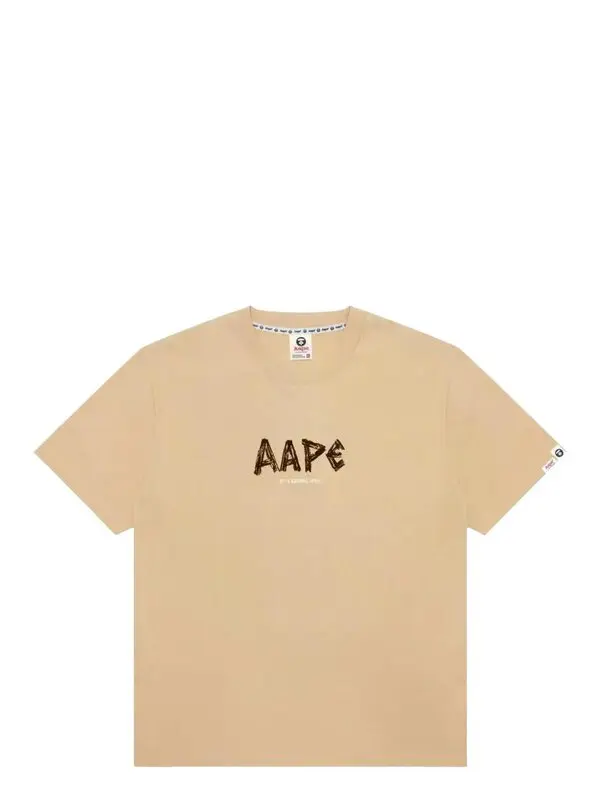 AAPE BY *A BATHING APE Logo-print Crew-neck T-shirt - Neutrals