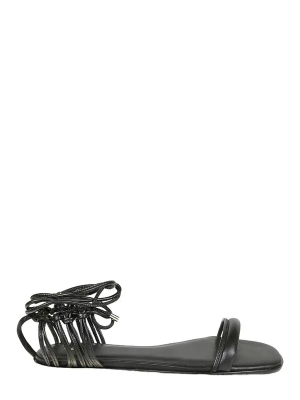 Patrizia Pepe Square Essential Fly Leather Sandals - Black