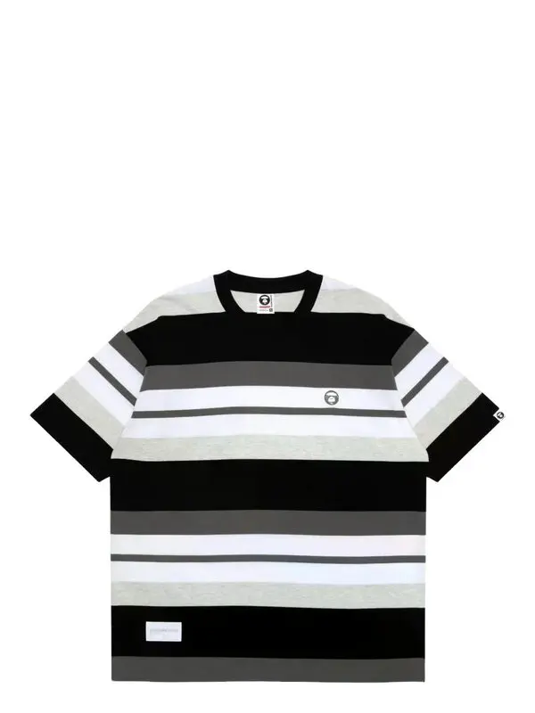 AAPE BY *A BATHING APE Striped Logo-patch T-shirt - Black