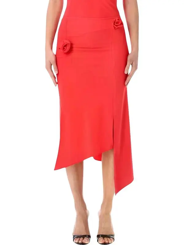 Coperni Flower Detail Midi Skirt - Red