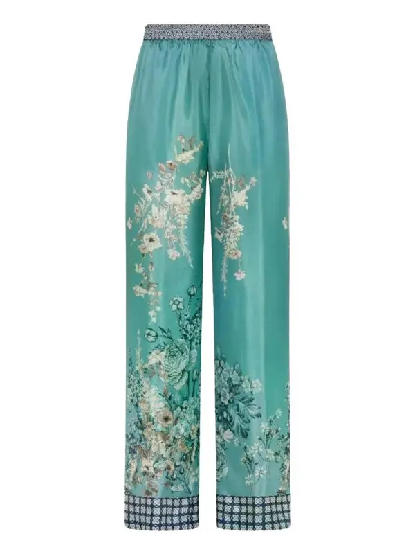 Seventy Floral Print Trousers - Blue