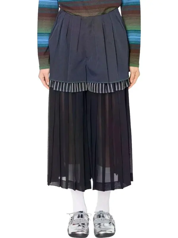 Kolor Pleated Palazzo Pants - Blue
