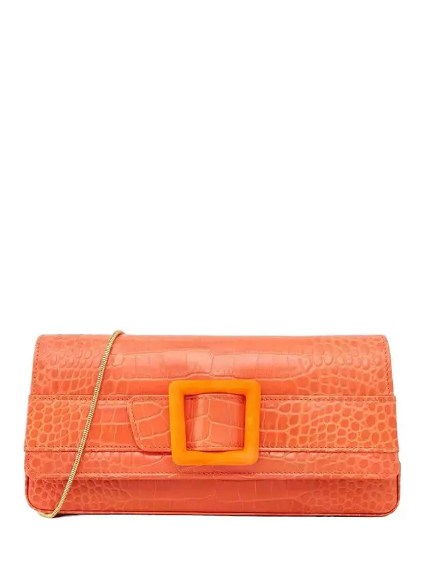 Manolo Blahnik Maygot Croc-effect Clutch - Orange
