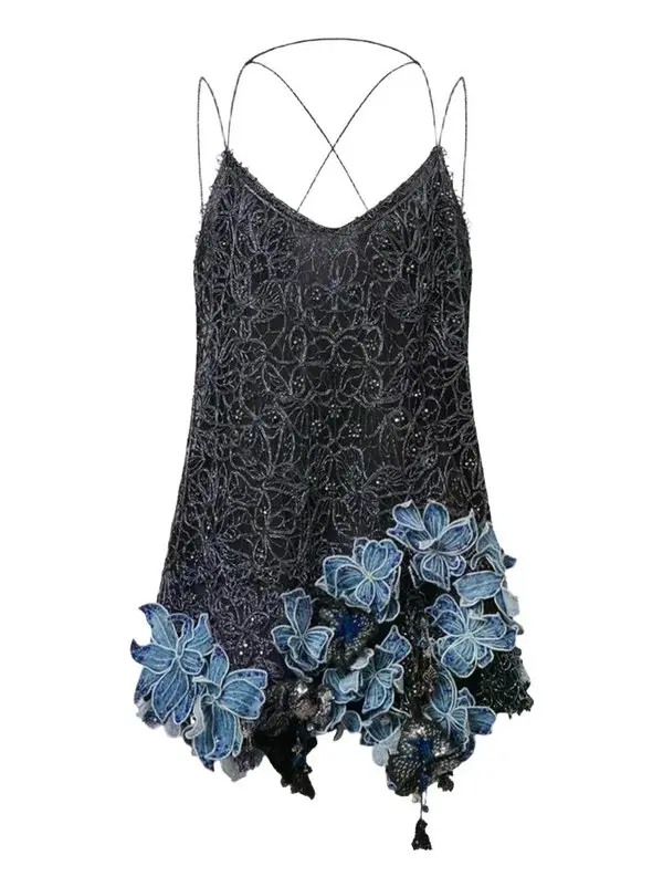 Isabel Marant Oliska Flower-embellishment Beaded Silk Dress - Black