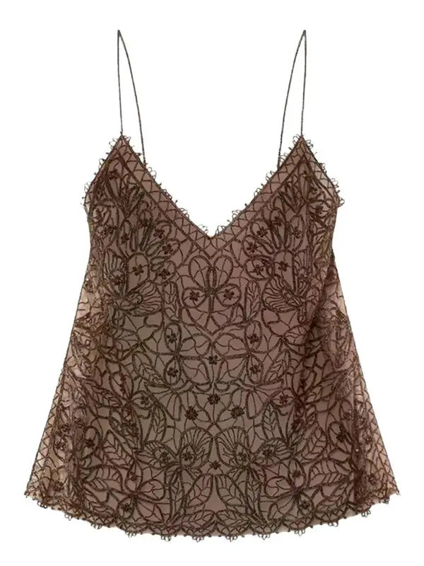 Isabel Marant Olva Silk Top - Brown