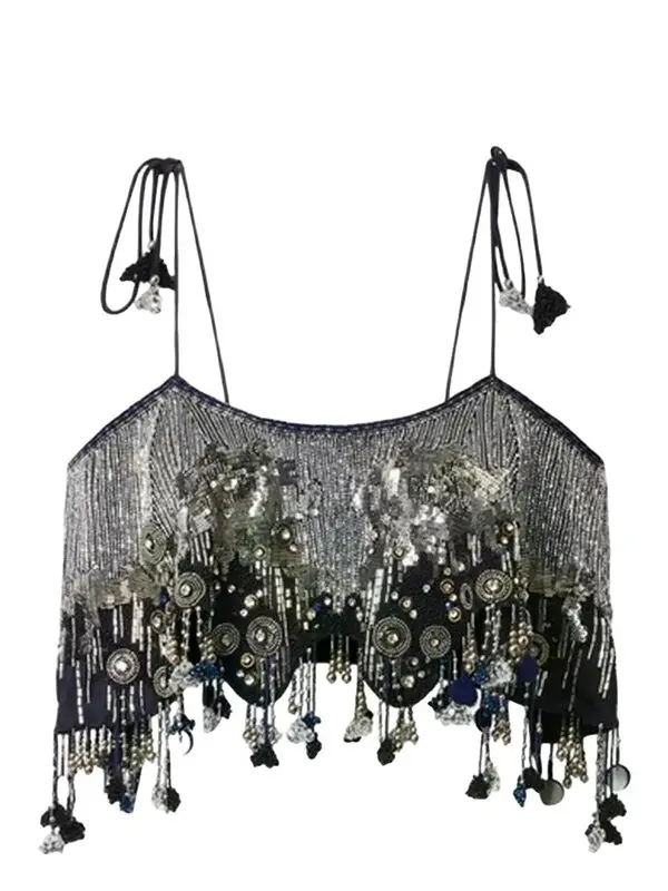 Isabel Marant Sequined Silk Top - Silver