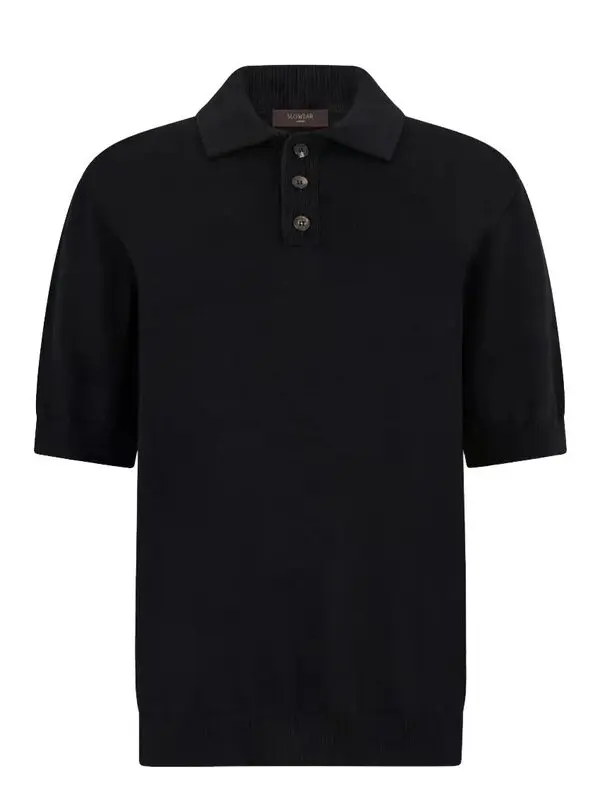 SLOWEAR Buttoned Short-sleeve Knitwear - Black