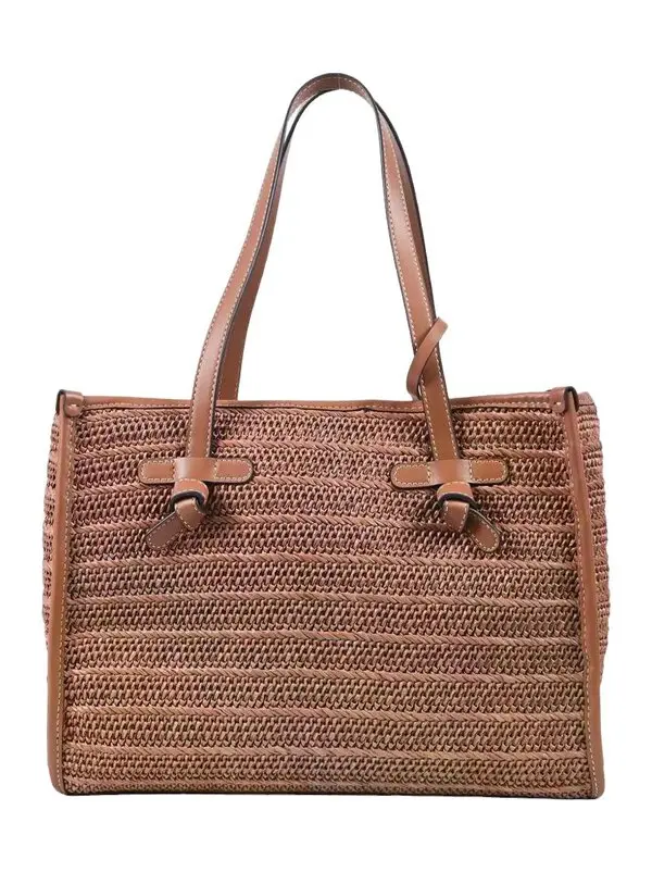 GIANNI CHIARINI Woven Design Shoulder Bag With Bow Detail - Brown