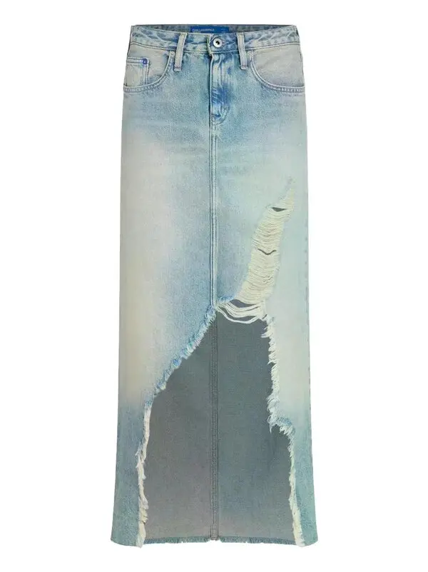 Karl Lagerfeld Frayed Denim Maxi Skirt - Blue