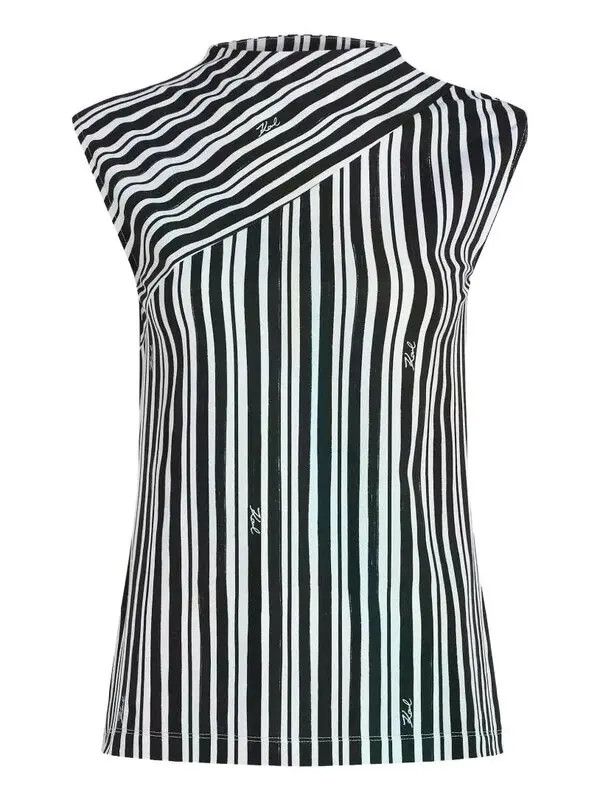 Karl Lagerfeld Striped Pattern Top - Black
