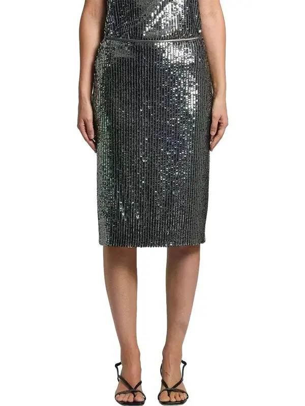 Peserico Sequin-embellished Midi Skirt - Silver