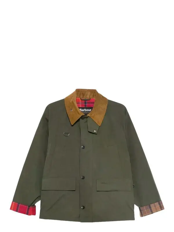 Barbour Plaid Jacket With Corduroy Collar - Green