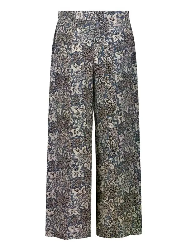 Max Mara Floral-print Wide-leg Silk Trousers - Blue