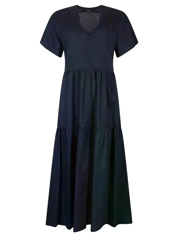 Max Mara V-neck Tiered Dress - Blue