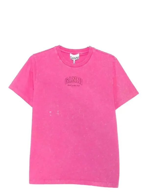 GANNI Washed Effect T-shirt - Pink