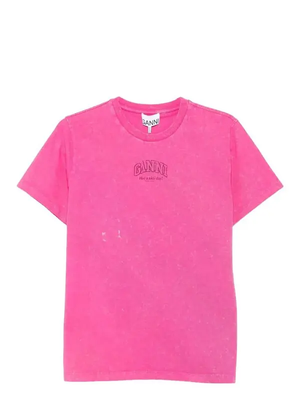 GANNI Washed Effect T-shirt - Pink