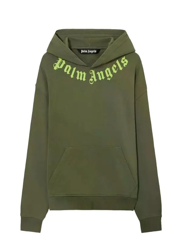 Palm Angels Neck-logo Hoodie - Green
