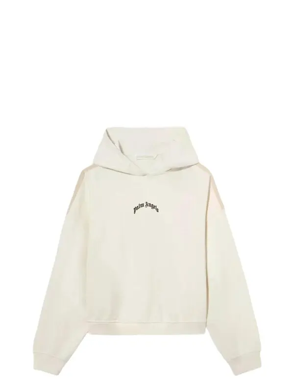 Palm Angels Curved Logo Loose Crop Hoodie - Neutrals