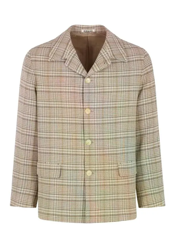 Auralee Checked Shirt Jacket - Neutrals