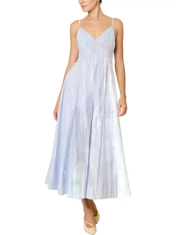 Rosie Assoulin Striped V-neck Dress - Blue