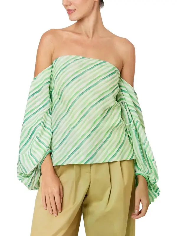 Rosie Assoulin Striped Off-shoulder Top - Neutrals