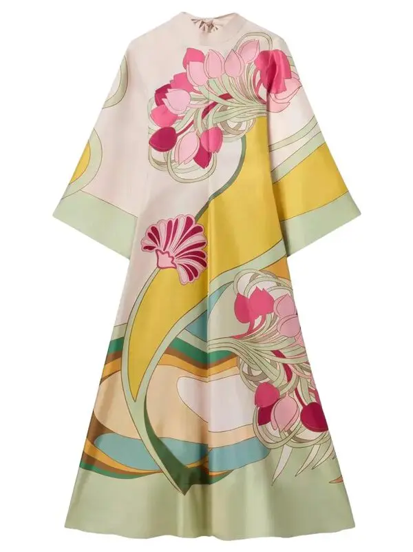 La DoubleJ Magnifico Floral Print Silk Twill Dress - Green