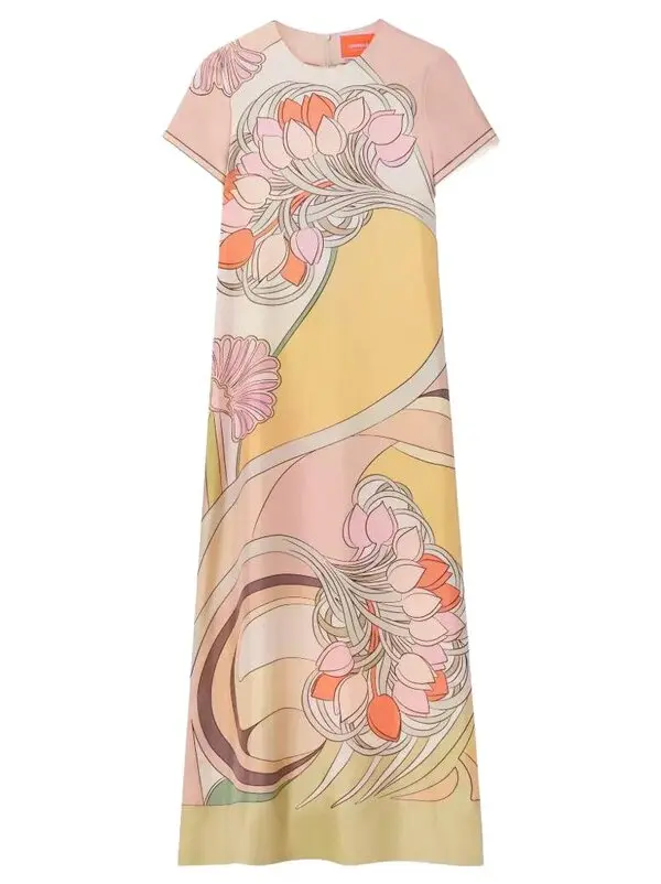 La DoubleJ Swing Printed Silk Twill Dress - Pink