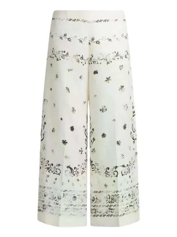 Alberta Ferretti Floral-print Cropped Trousers - Neutrals