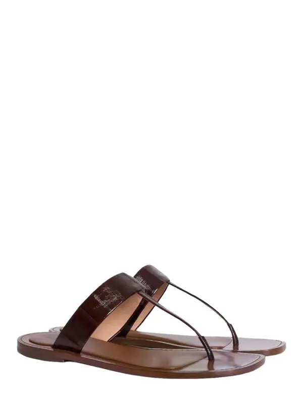 Alberta Ferretti Croc-effect Thong Sandals - Brown