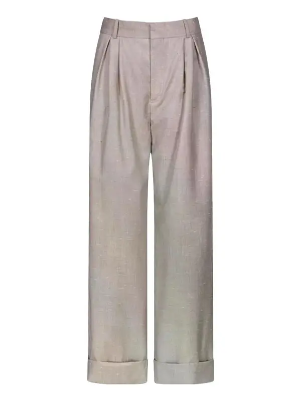 Loulou De Saison Davy Pleated Rolled Trousers - Neutrals