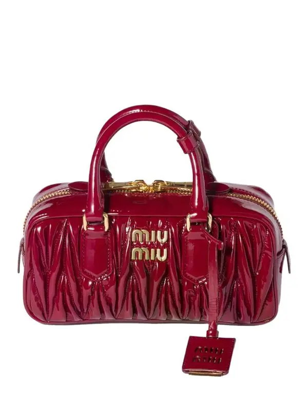 Miu Miu Arcadie Matelassé Patent Leather Bag - Red