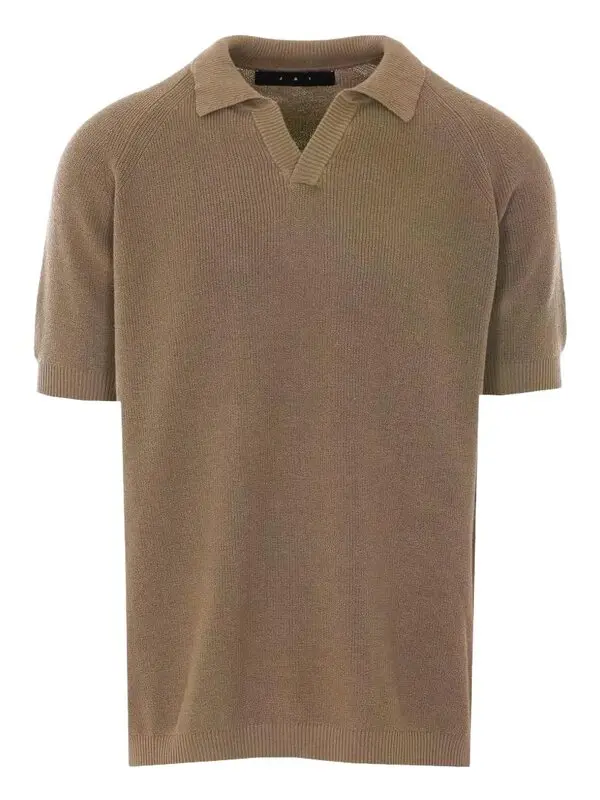 JG1 Knitted V-neck T-shirt - Neutrals